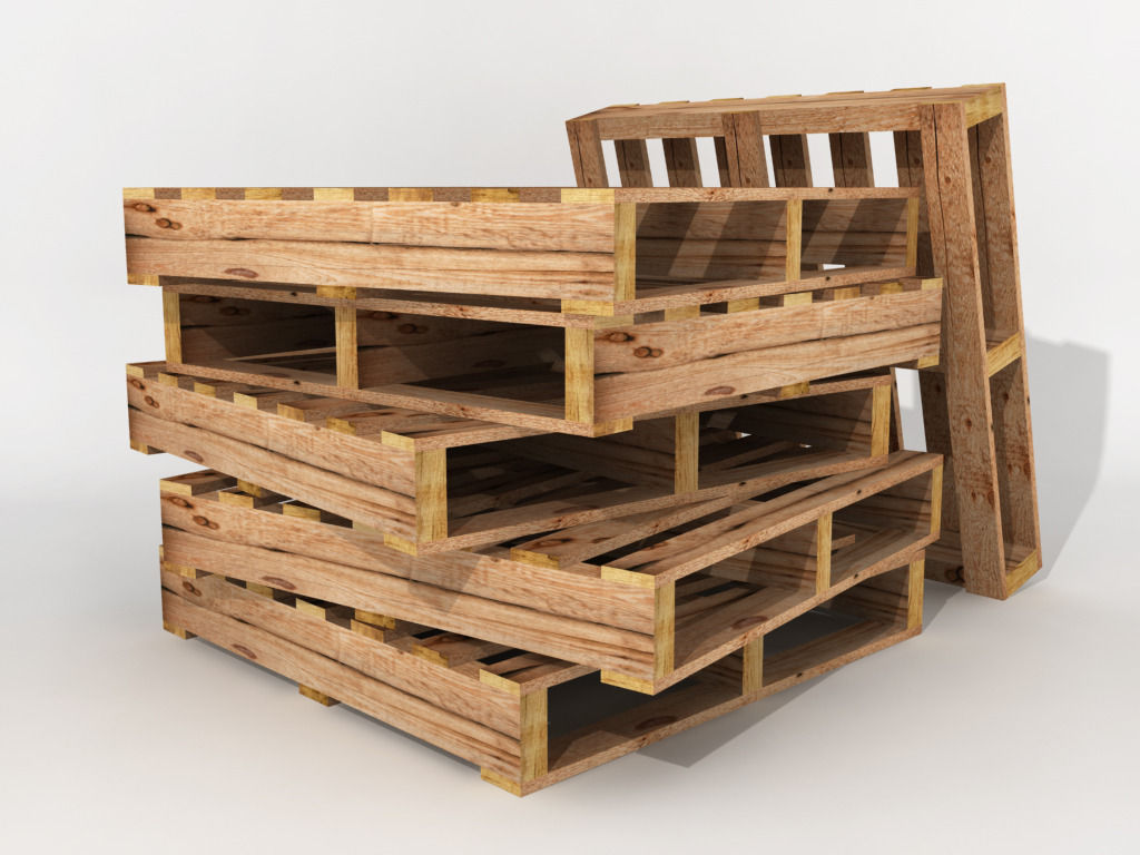 3D model Pallets boxes crates and warehouse items for game design VR ...
