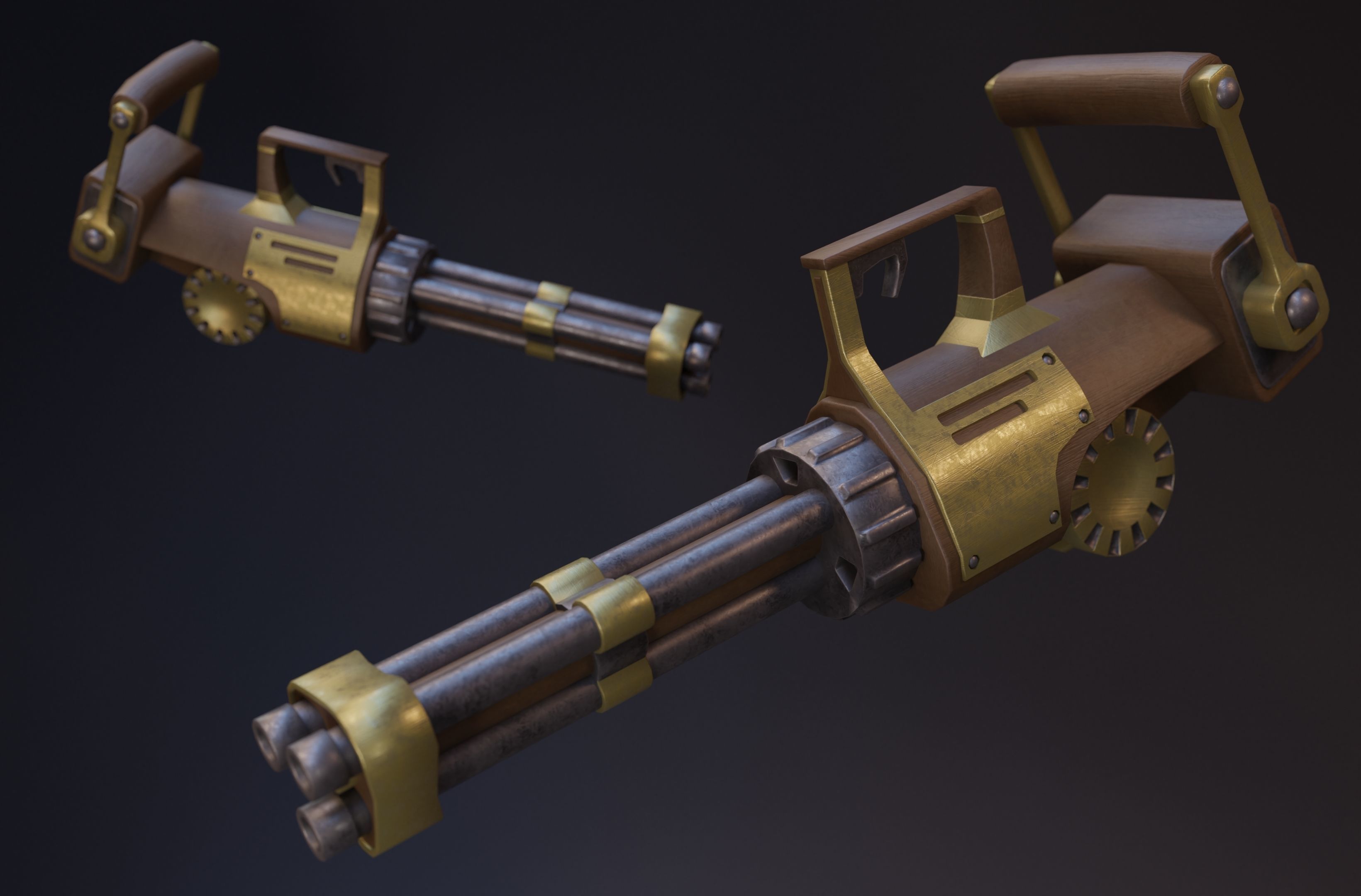 3D model Steam-punk style Minigun VR / AR / low-poly | CGTrader