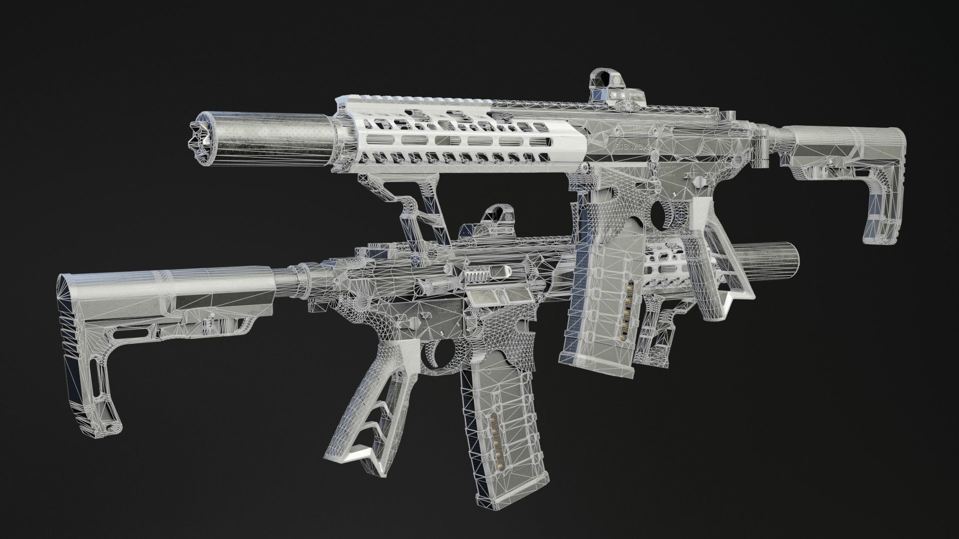 3D model Sig Sauer MCX Custom build Sig Sauer MCX Virtus VR / AR / low ...