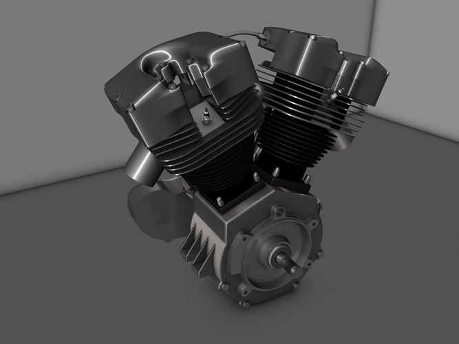 Harley Shovelhead Motorcycle Engine 3D Model OBJ 3DS FBX C4D DXF STL ...