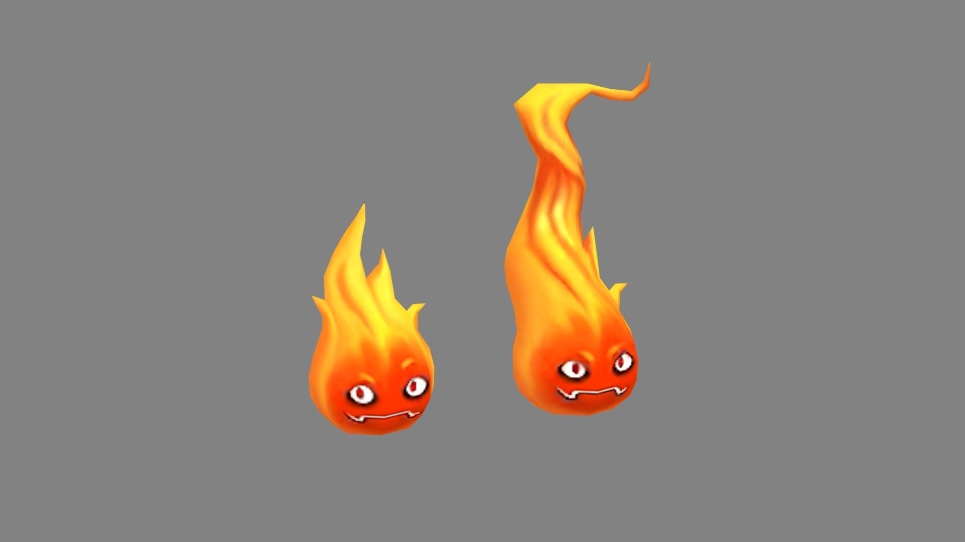 3D model Cartoon yellow flame monster - Fire demons VR / AR / low-poly ...