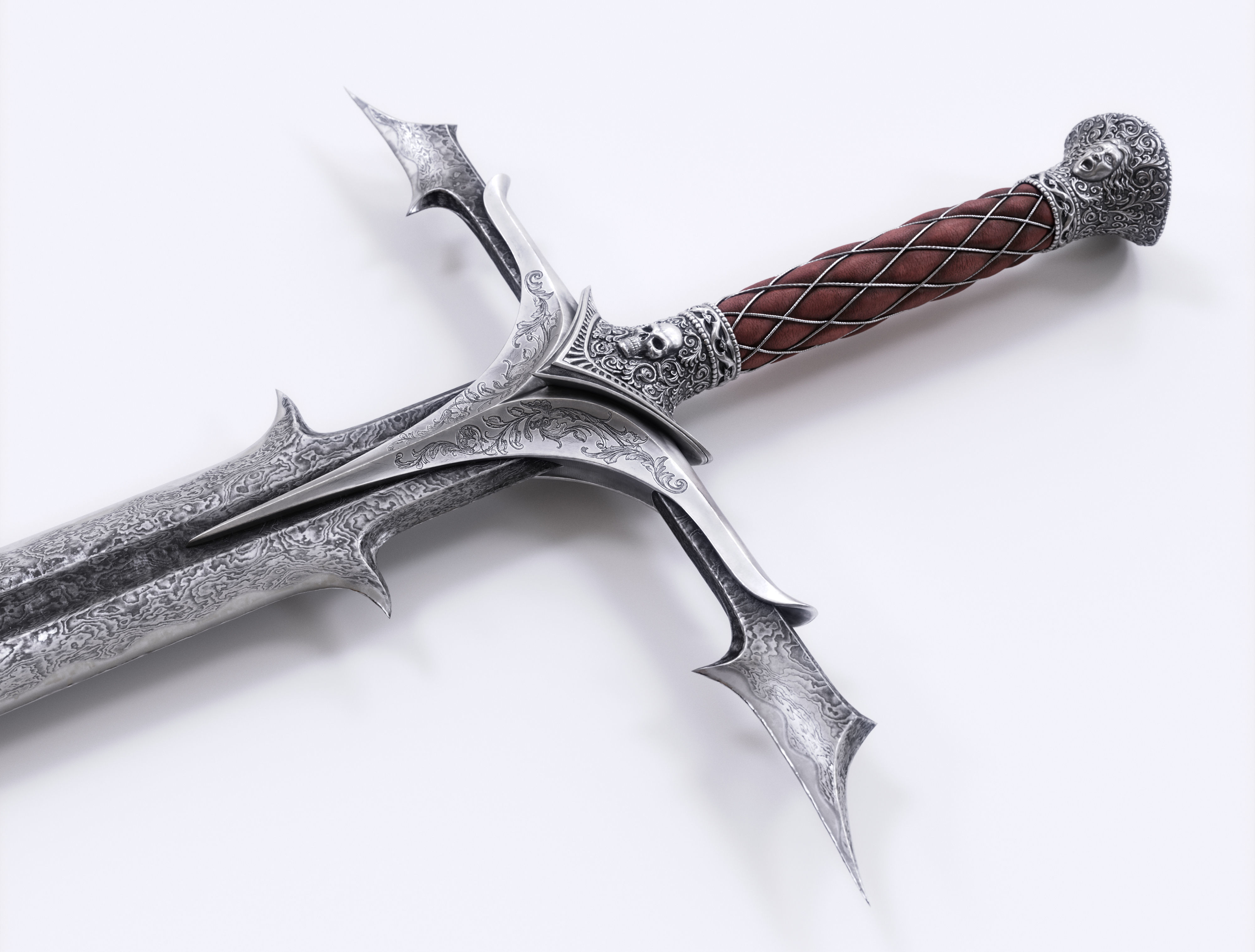 Damascus two-handed sword 3d Model 3D model | CGTrader