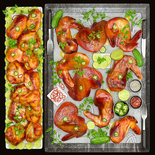 Smoked Chicken Wing Set 3D model | CGTrader