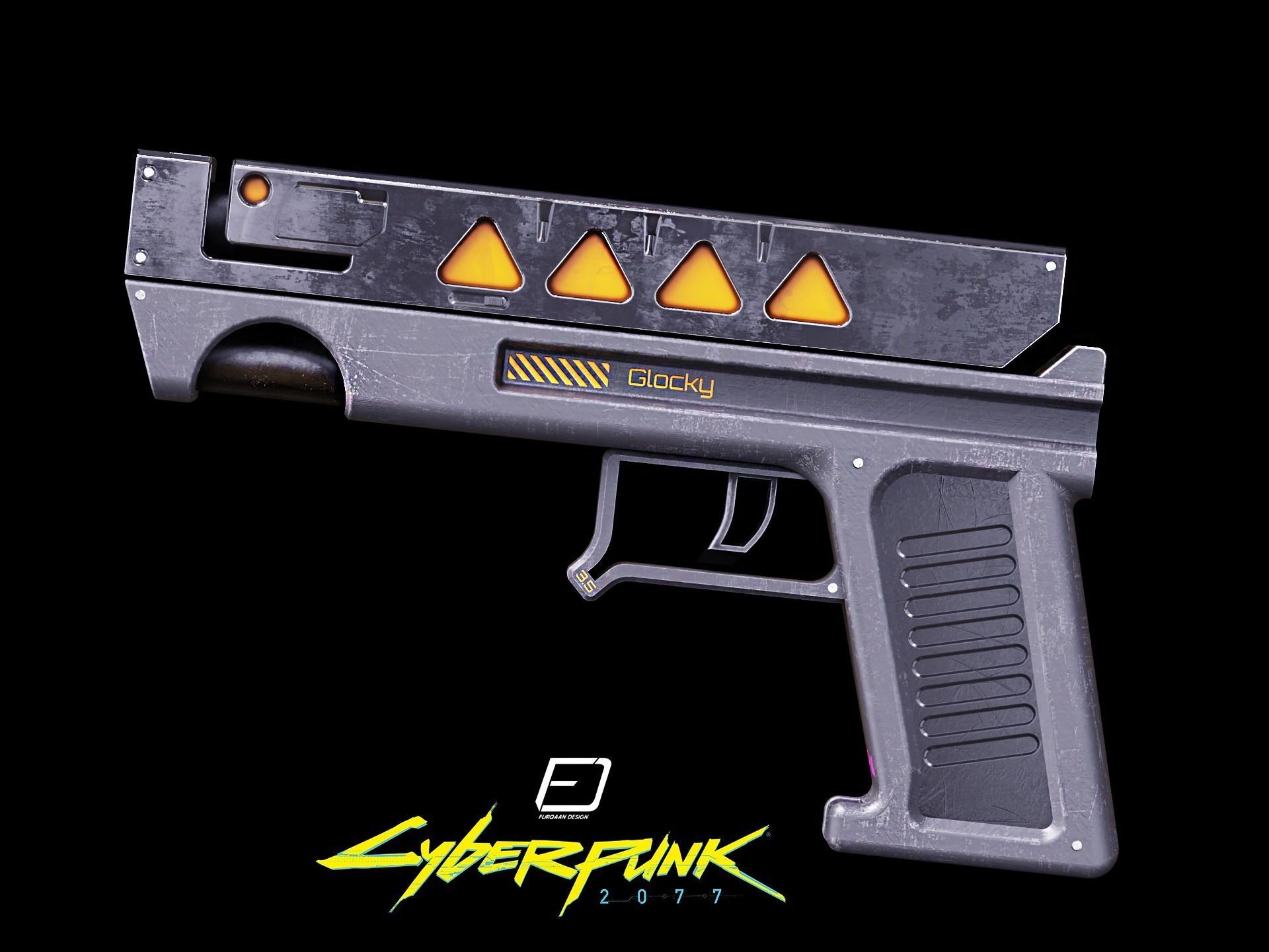 3D model Cyberpunk Pistol PBR Gun VR / AR / low-poly | CGTrader