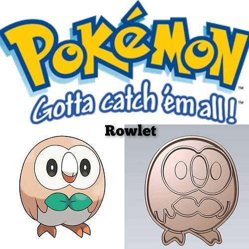 Pokemon Rowlet Cookie Cutter Stamp Cake Decorating 3D model animated ...