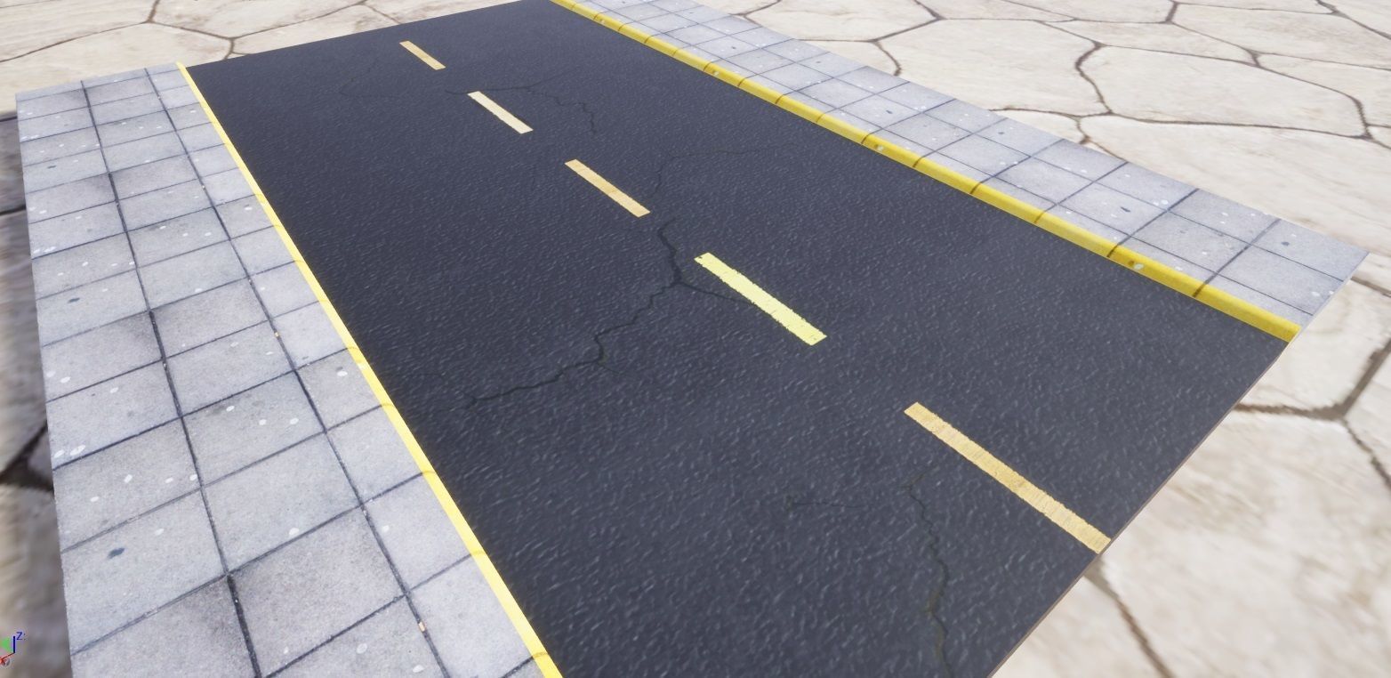 3D model basic package of streets with sidewalks VR / AR / low-poly ...