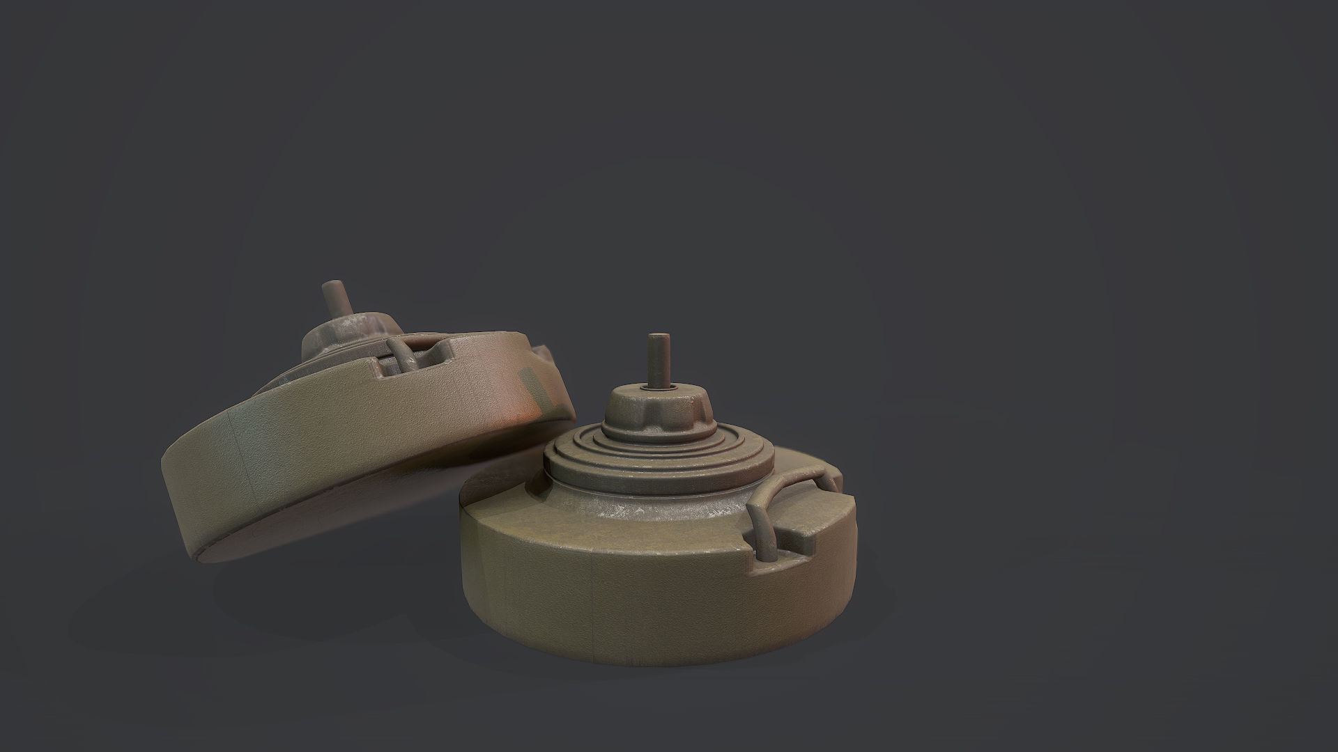 3D model LandMine - Anti-tank - Models and Textures Low-poly VR / AR ...