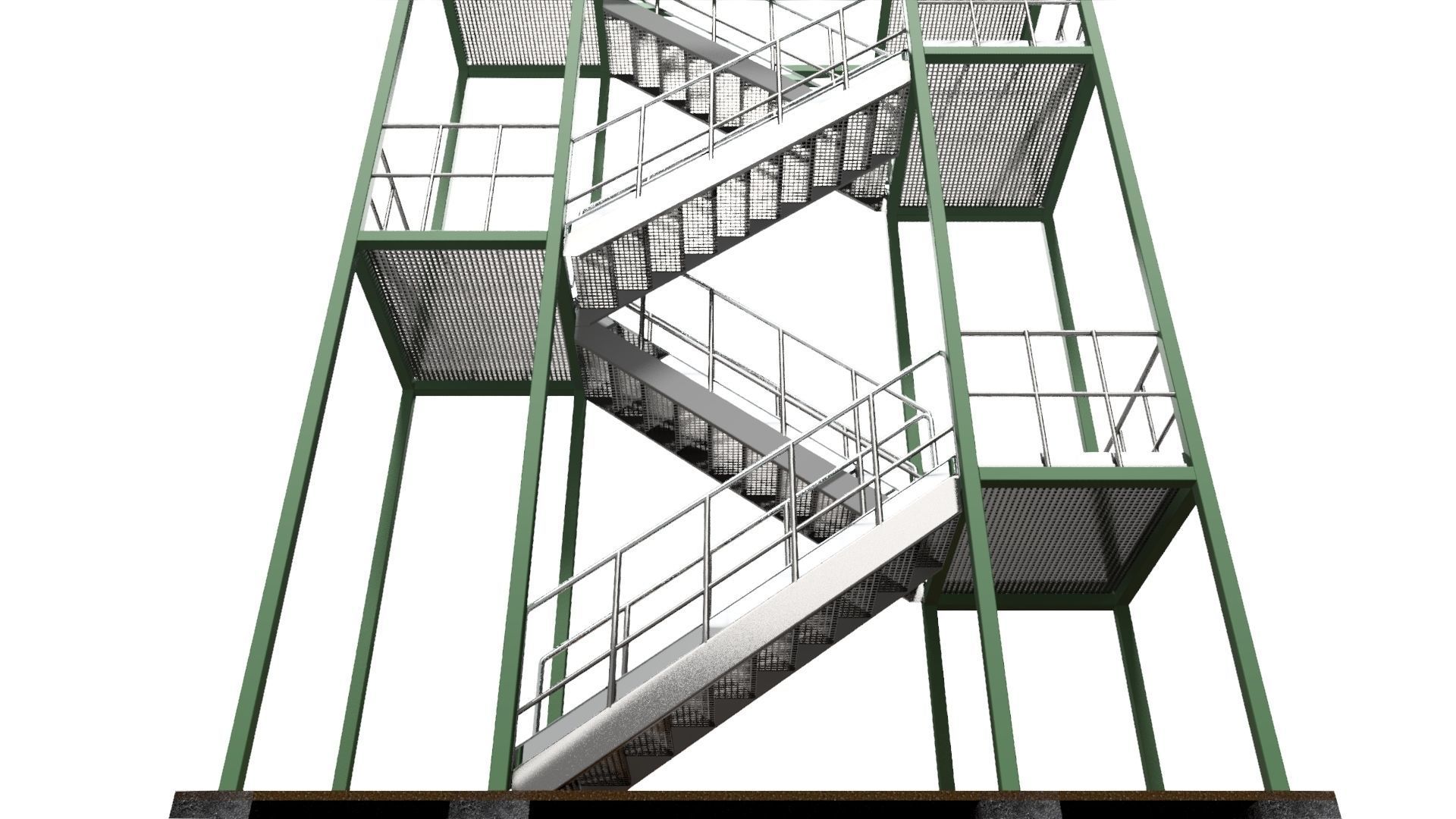 Steel Platform and exit stairs 3D model | CGTrader