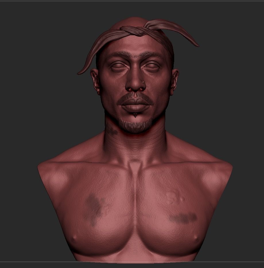 Tupac Shakur Bust 3D model 3D printable | CGTrader