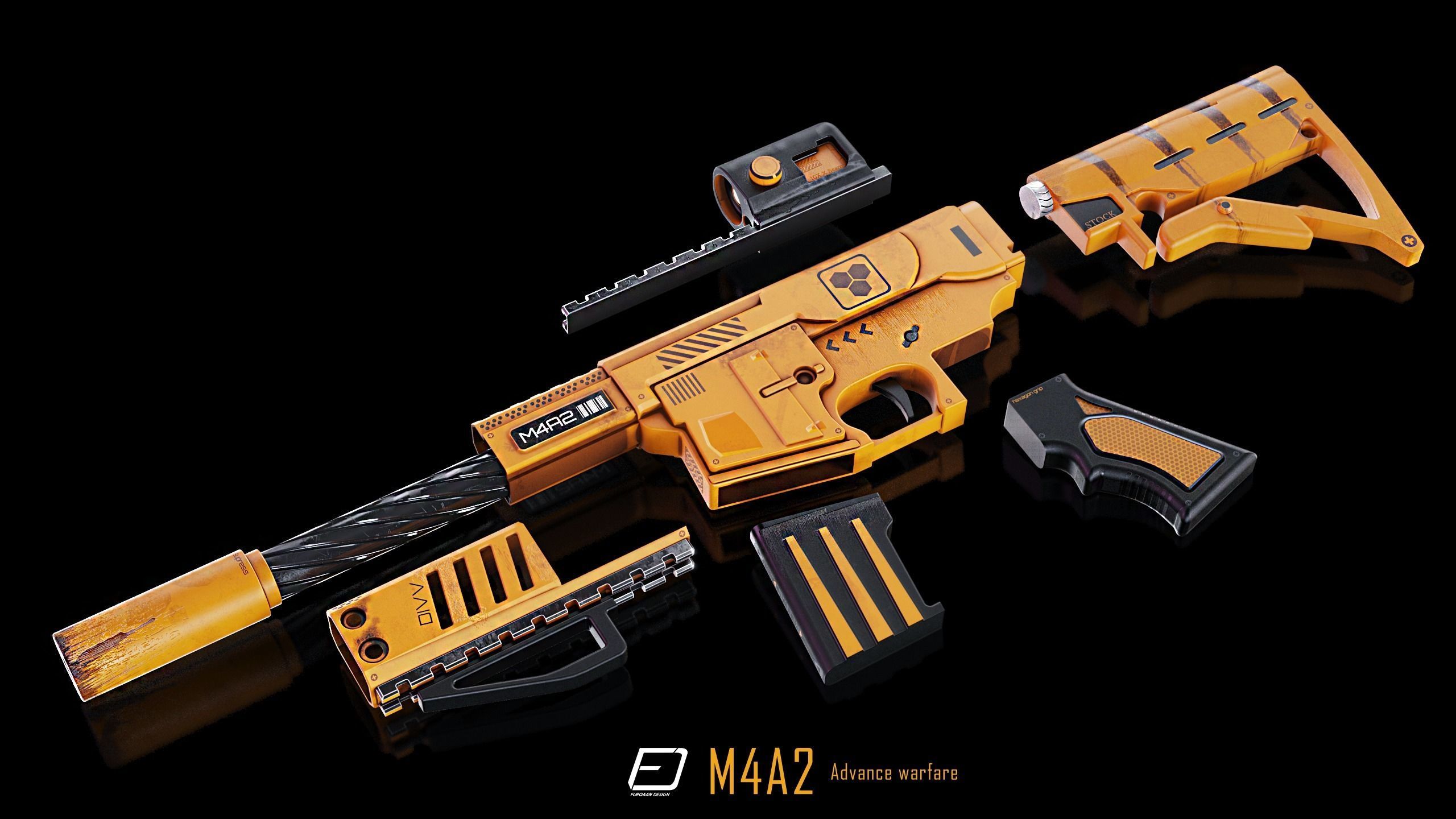 3D model Modern M4A2 PBR Gun VR / AR / low-poly | CGTrader