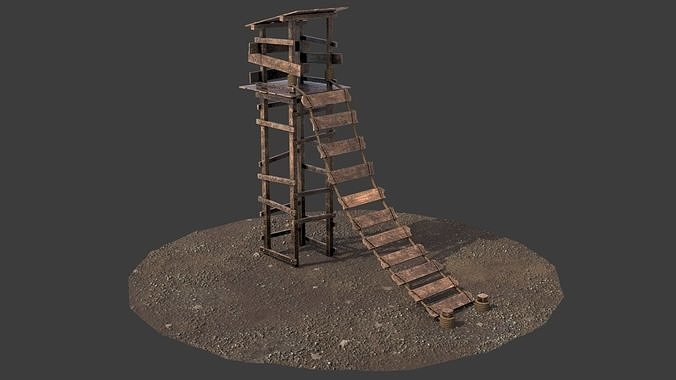 3D model Wooden ladder watch tower 3d model VR / AR / low-poly | CGTrader