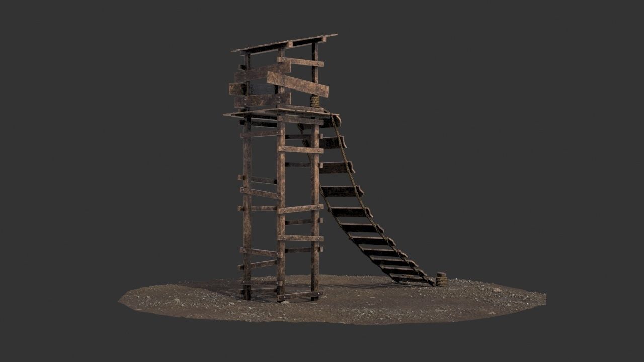 3D model Wooden ladder watch tower 3d model VR / AR / low-poly | CGTrader
