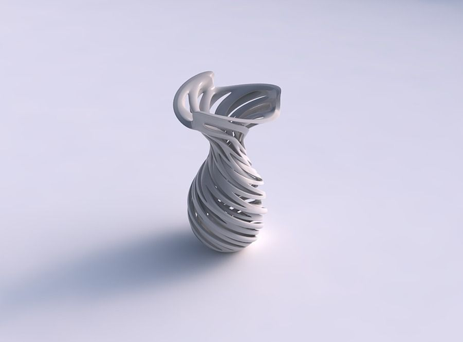 Vase funnel top oval bottom with intertwining lines very twis... 3D ...