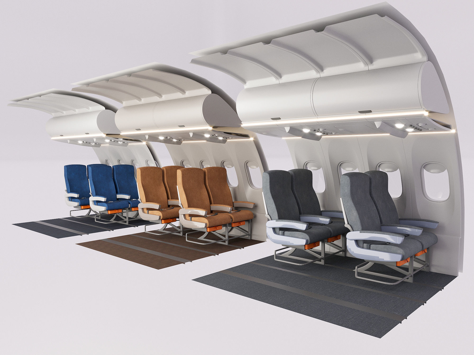airplane interior chair 3 color 3D model | CGTrader