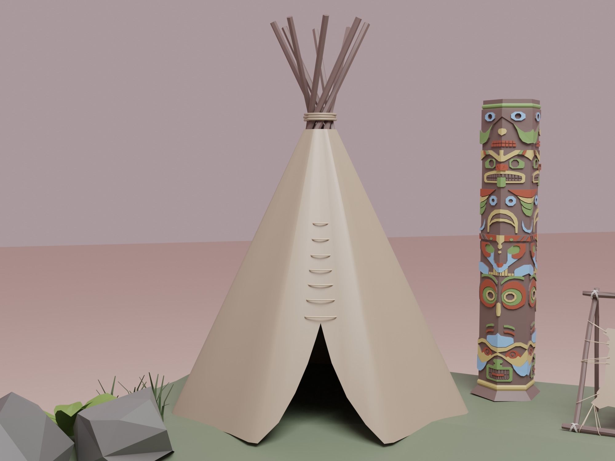3D model Native American village VR / AR / low-poly | CGTrader
