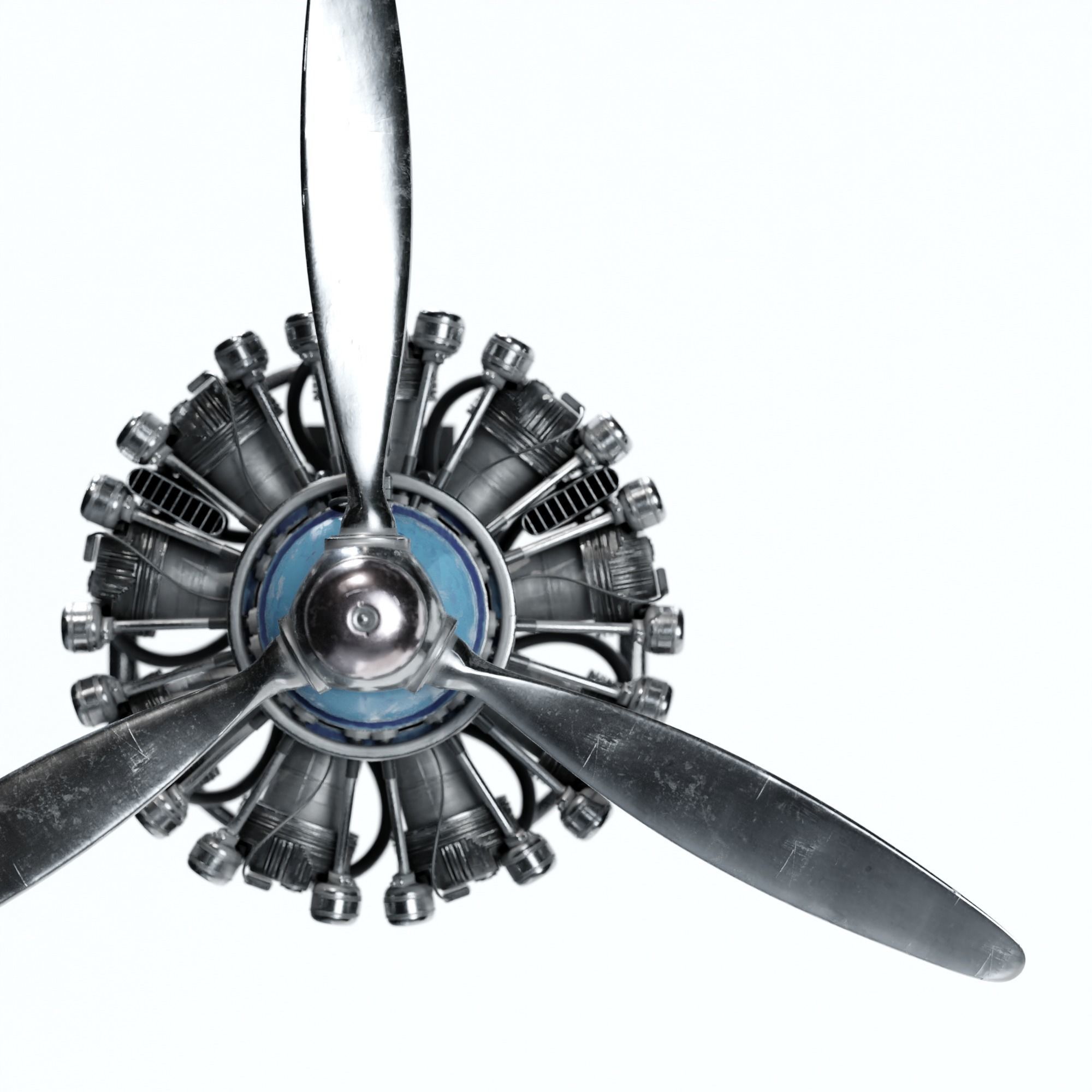 Airplane Radial Engine with Propeller 3D model | CGTrader