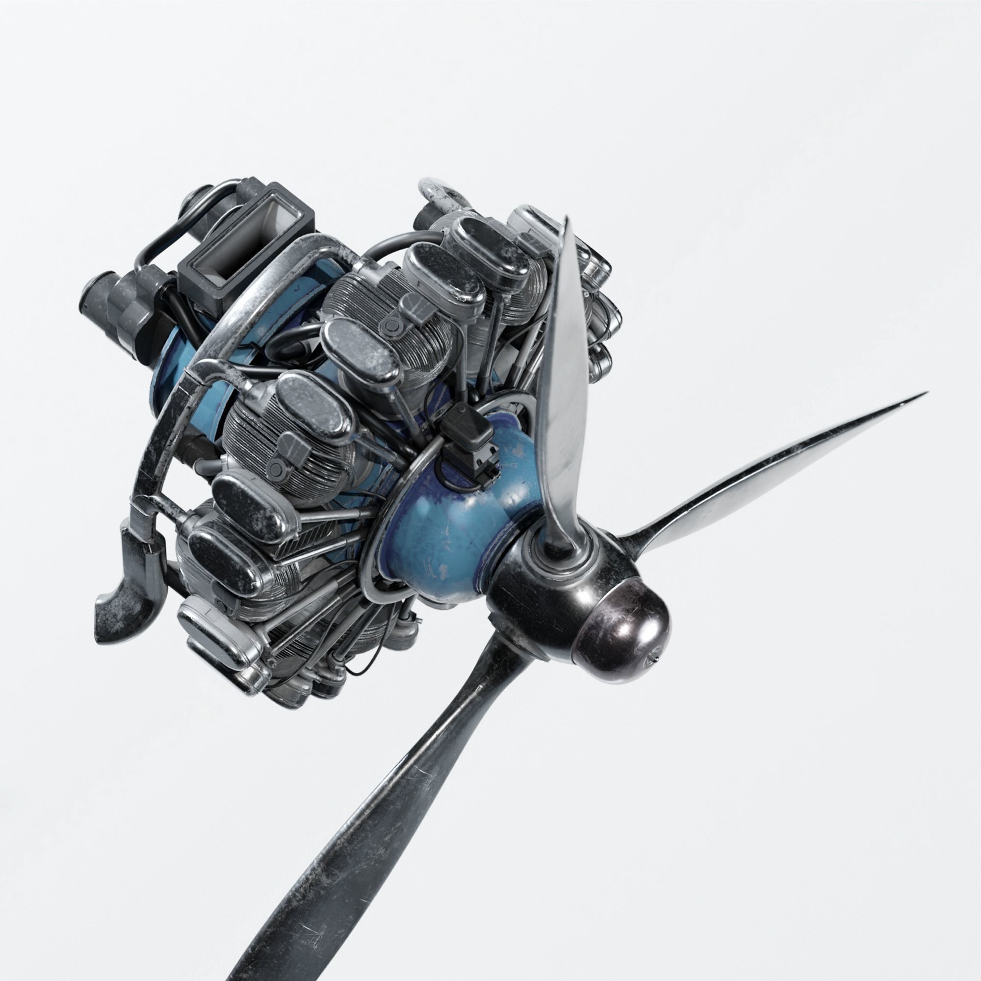 Airplane Radial Engine with Propeller 3D model | CGTrader