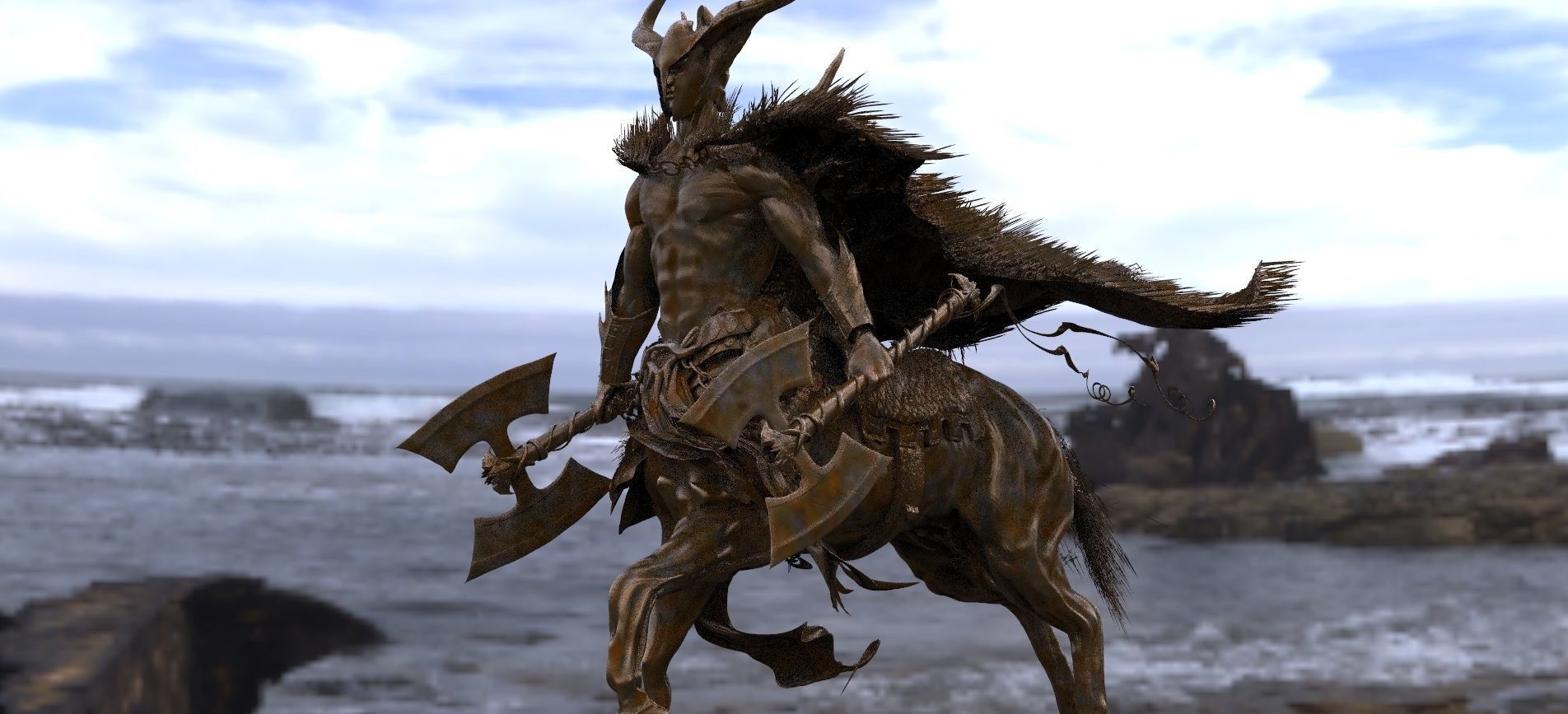 Centaur demon riding horse near ocean 3D model | CGTrader