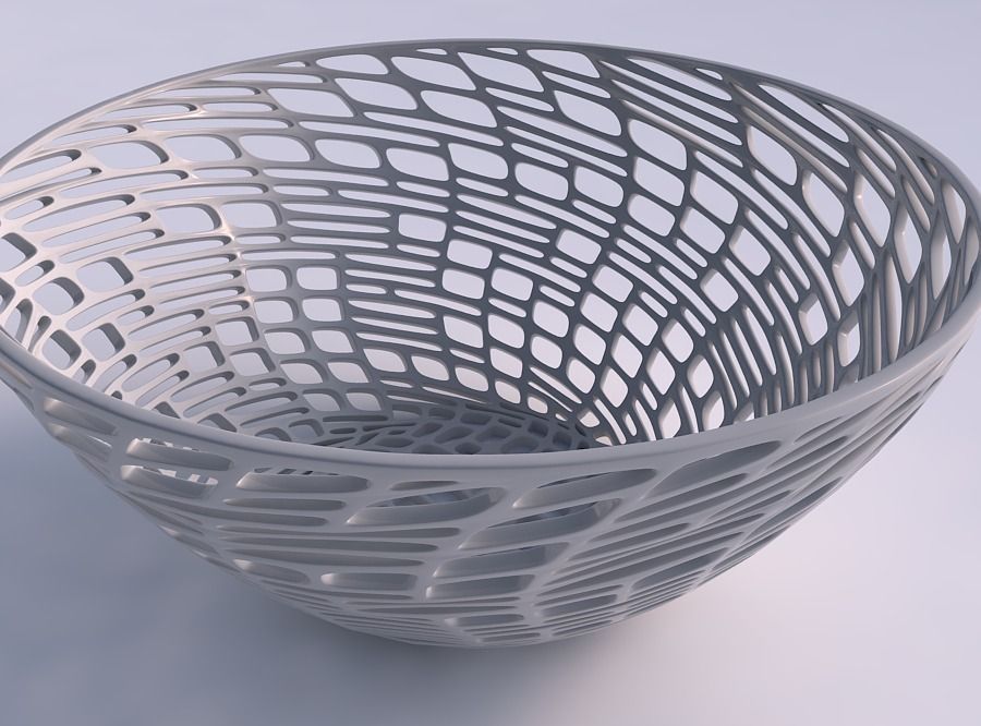 Bowl wide with twisted lattice tiles 3D model 3D printable | CGTrader