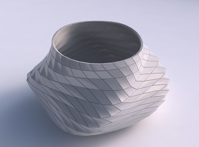 Bowl twisted elipse with twisted grid plates 3D model 3D printable ...