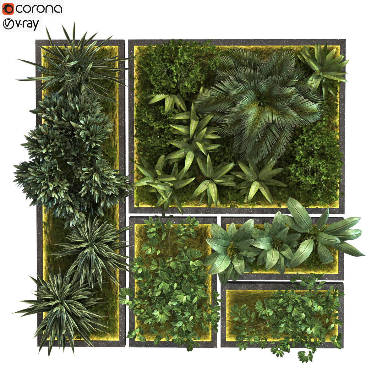 3D model green wall set 088 VR / AR / low-poly | CGTrader