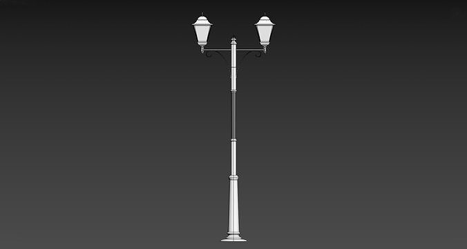 lamppost two street lamps free 3D model | CGTrader