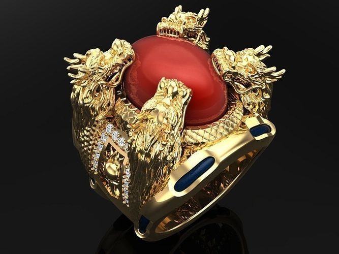 Four Dragon Rings - Men ring 3D model 3D printable | CGTrader