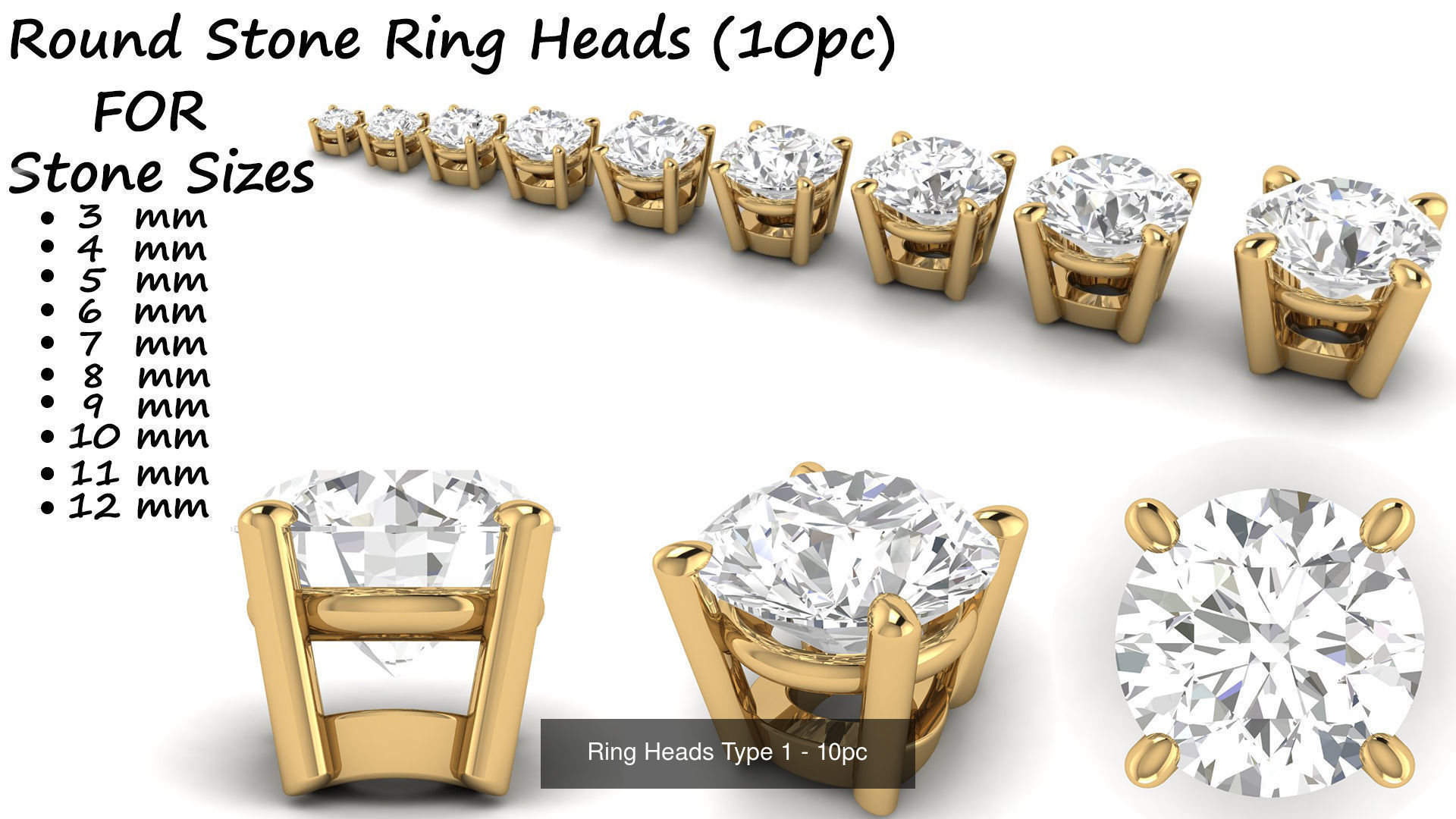 Round Ring Heads Collection of 115pc | CGTrader