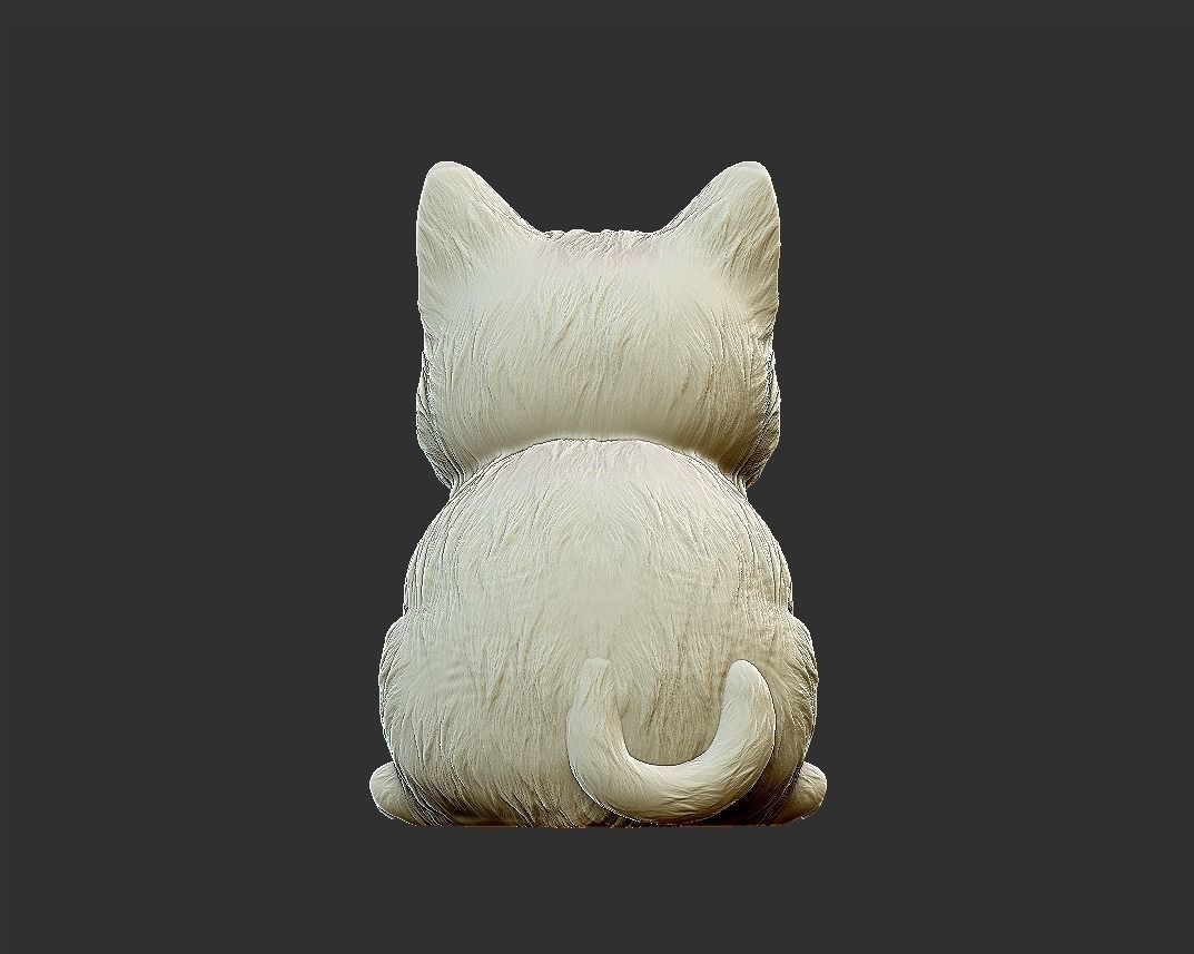 cat sitting 3D model 3D printable | CGTrader
