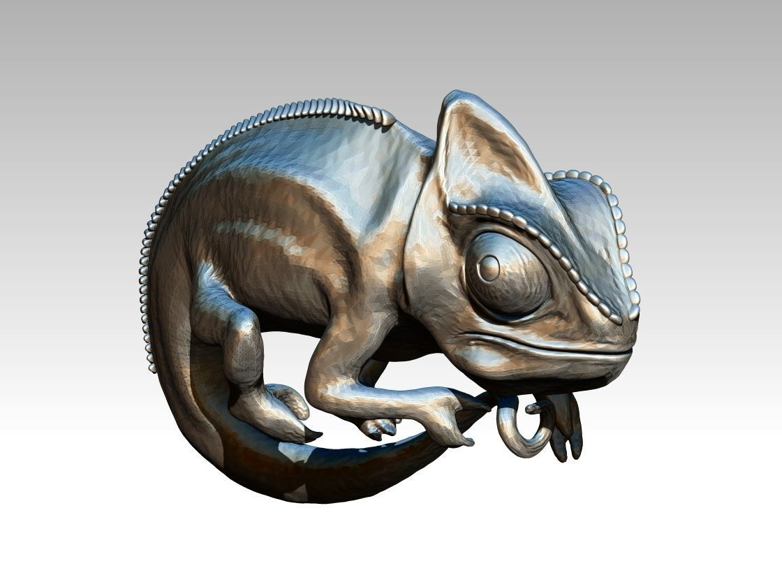 Chameleon highpoly silver chamelon 3D model 3D printable | CGTrader
