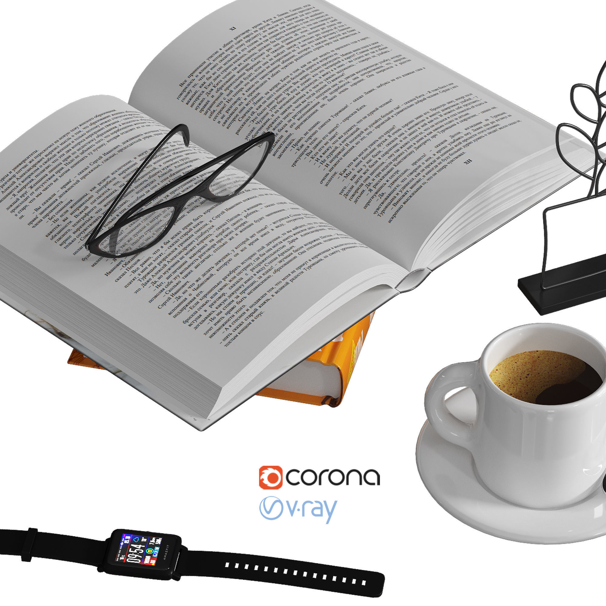 Decorative set with open book 3D model | CGTrader