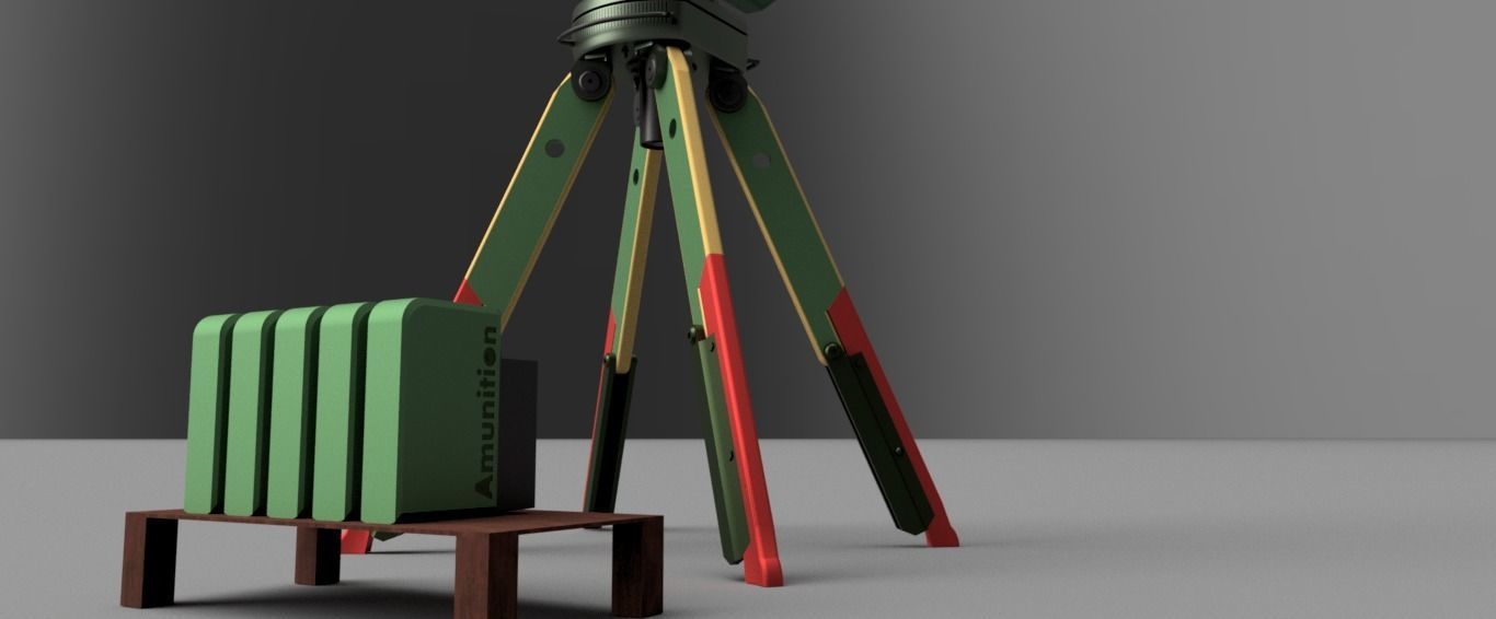 Sentry machine gun 2 3D model rigged | CGTrader