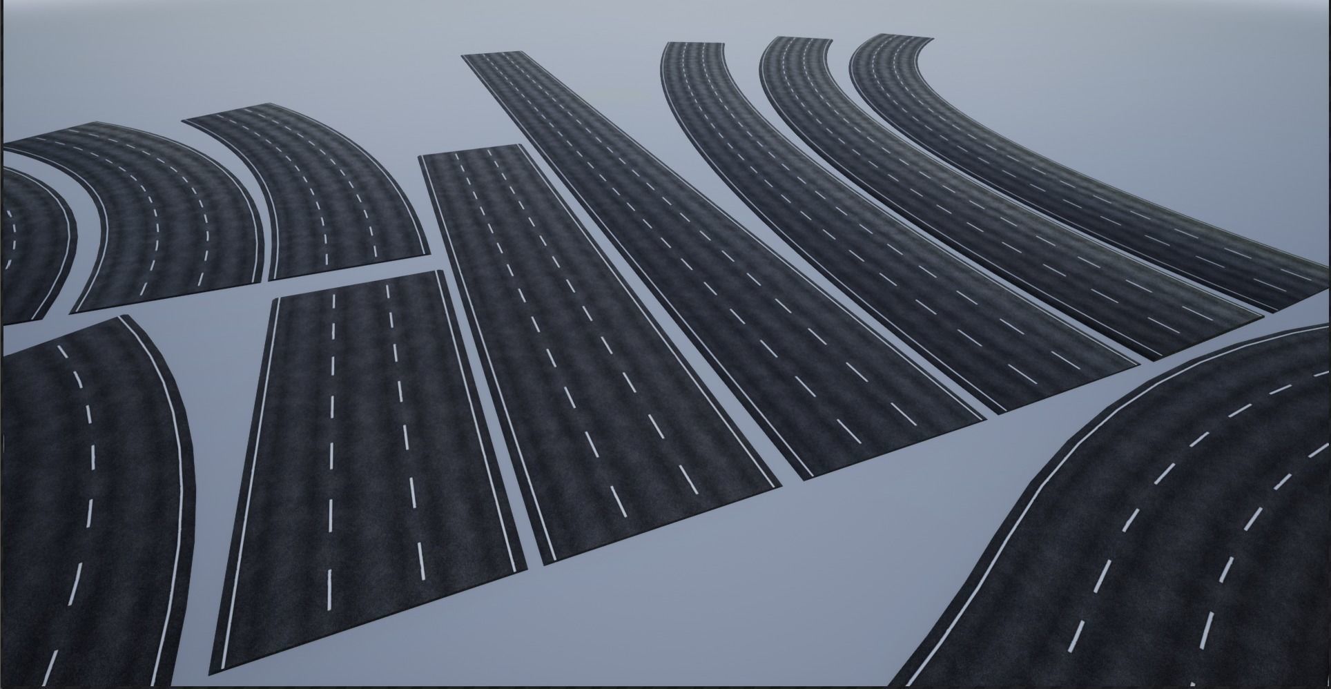 3D model PBR 4K-2K Three-Lane Highway Roads Clean VR / AR / low-poly ...