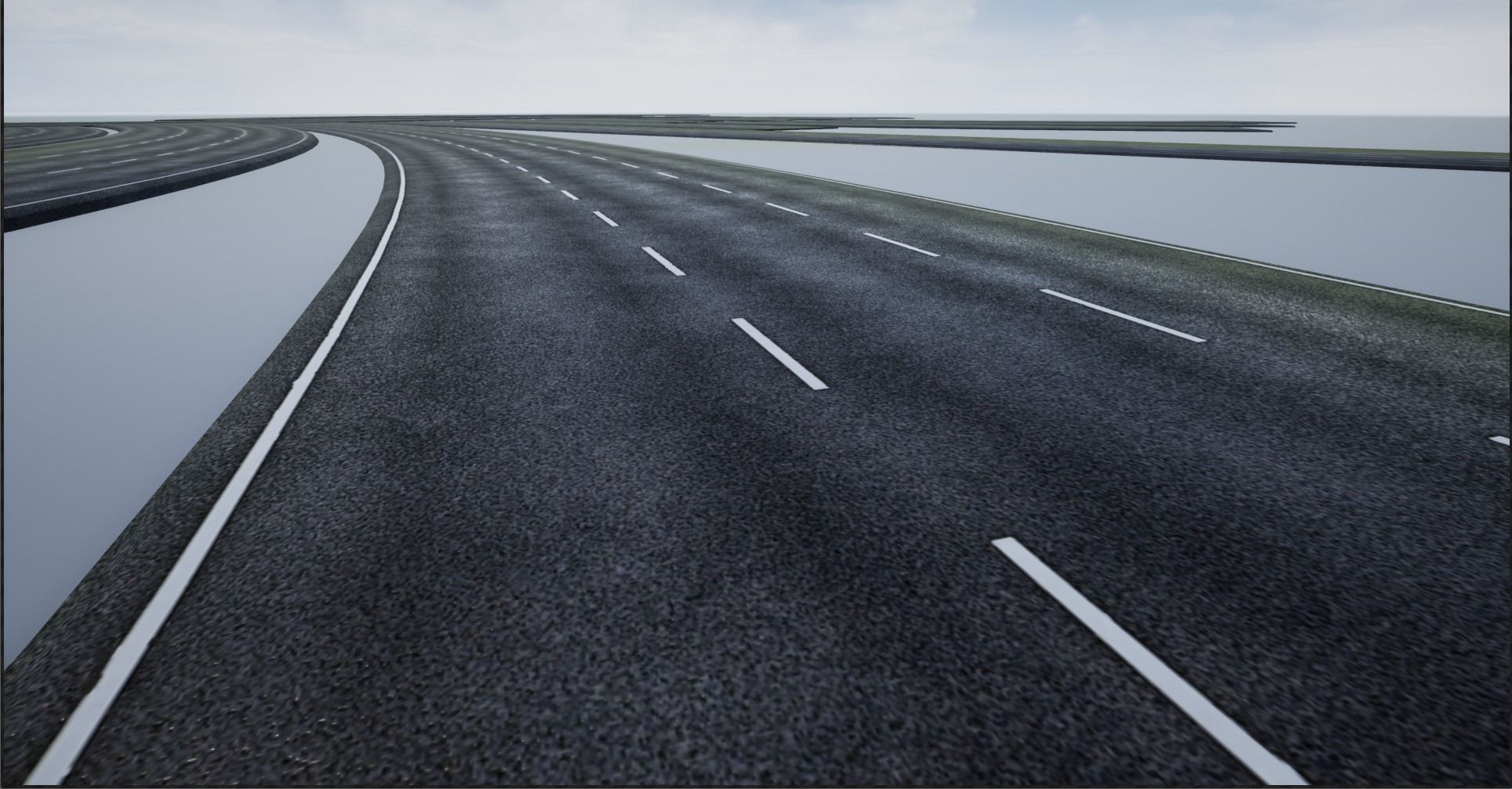 3D model PBR 4K-2K Three-Lane Highway Roads Clean VR / AR / low-poly ...