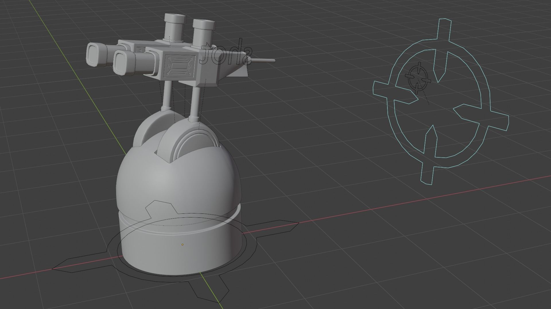 Scifi turret model 3D model rigged | CGTrader