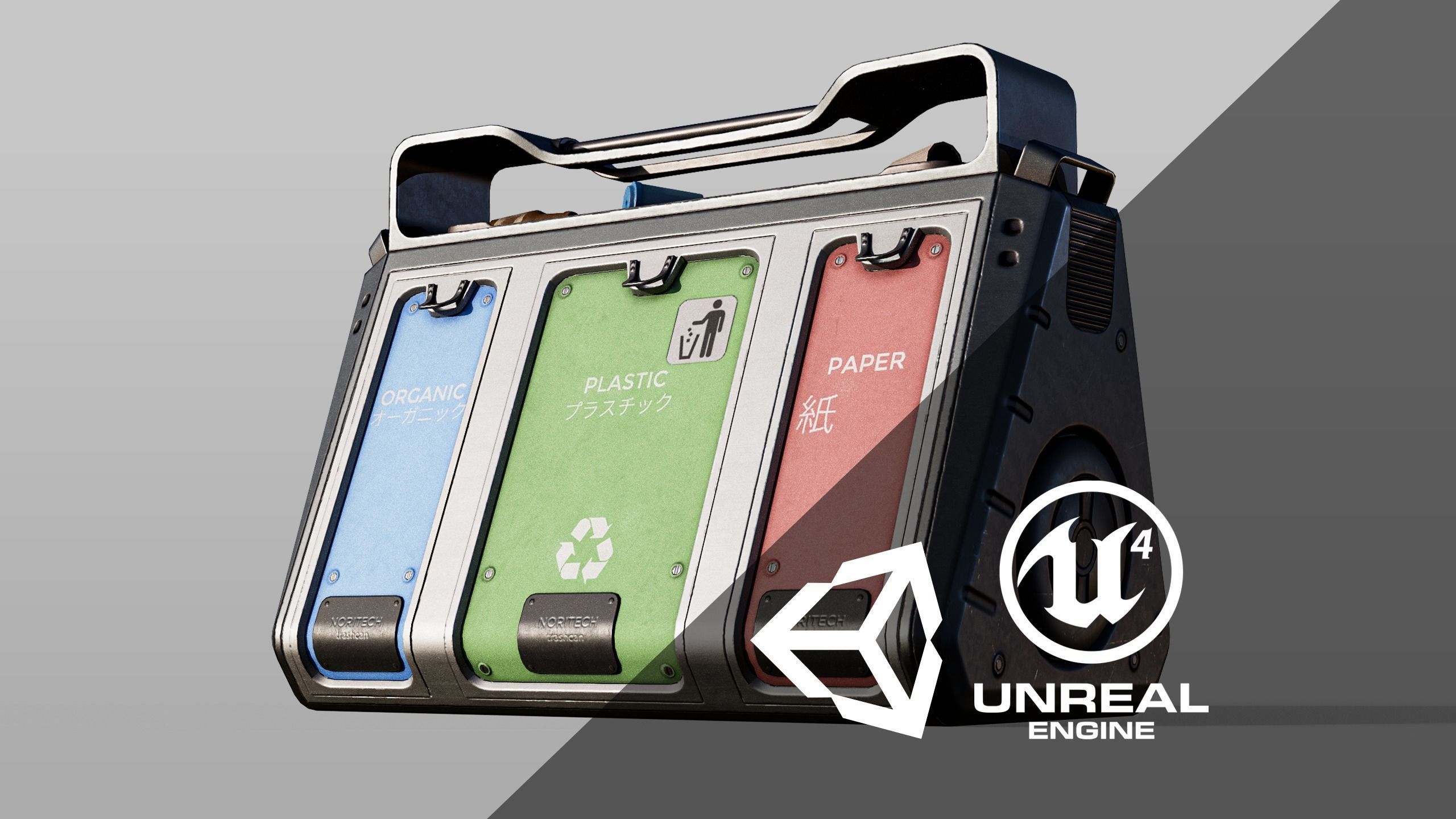 3D model Cyberpunk street trash bin prop VR / AR / low-poly | CGTrader