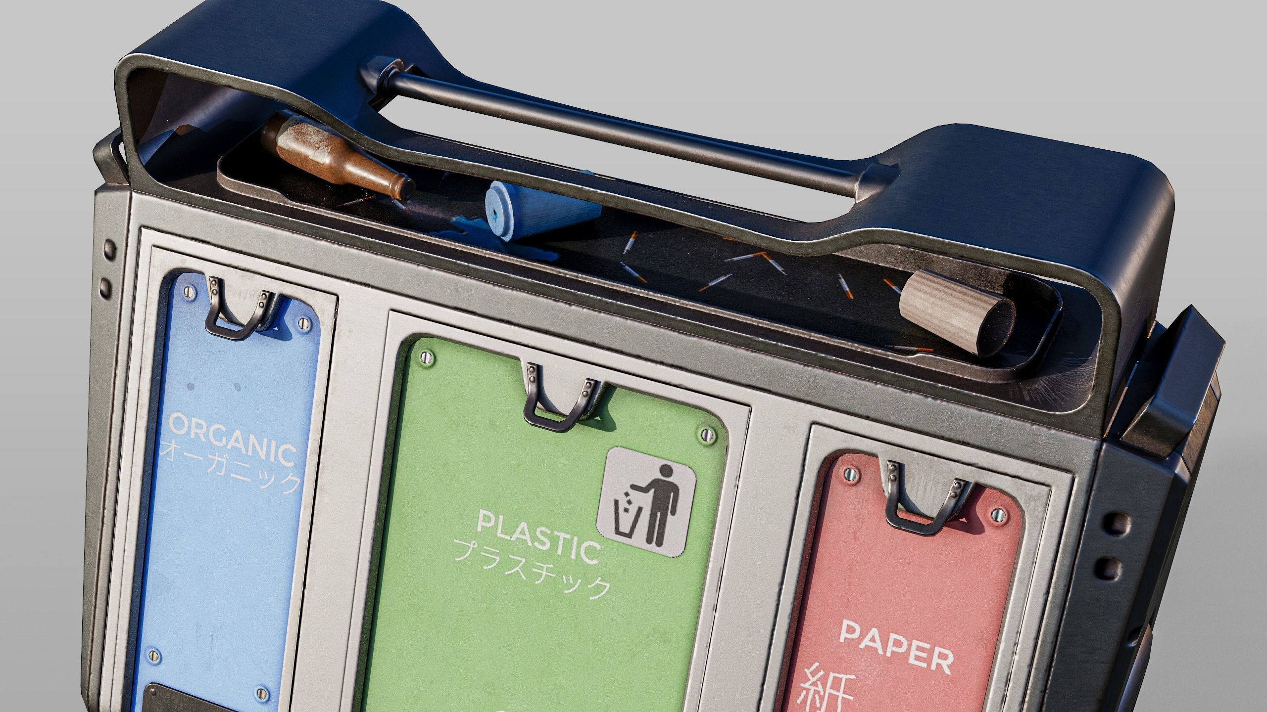 3D model Cyberpunk street trash bin prop VR / AR / low-poly | CGTrader