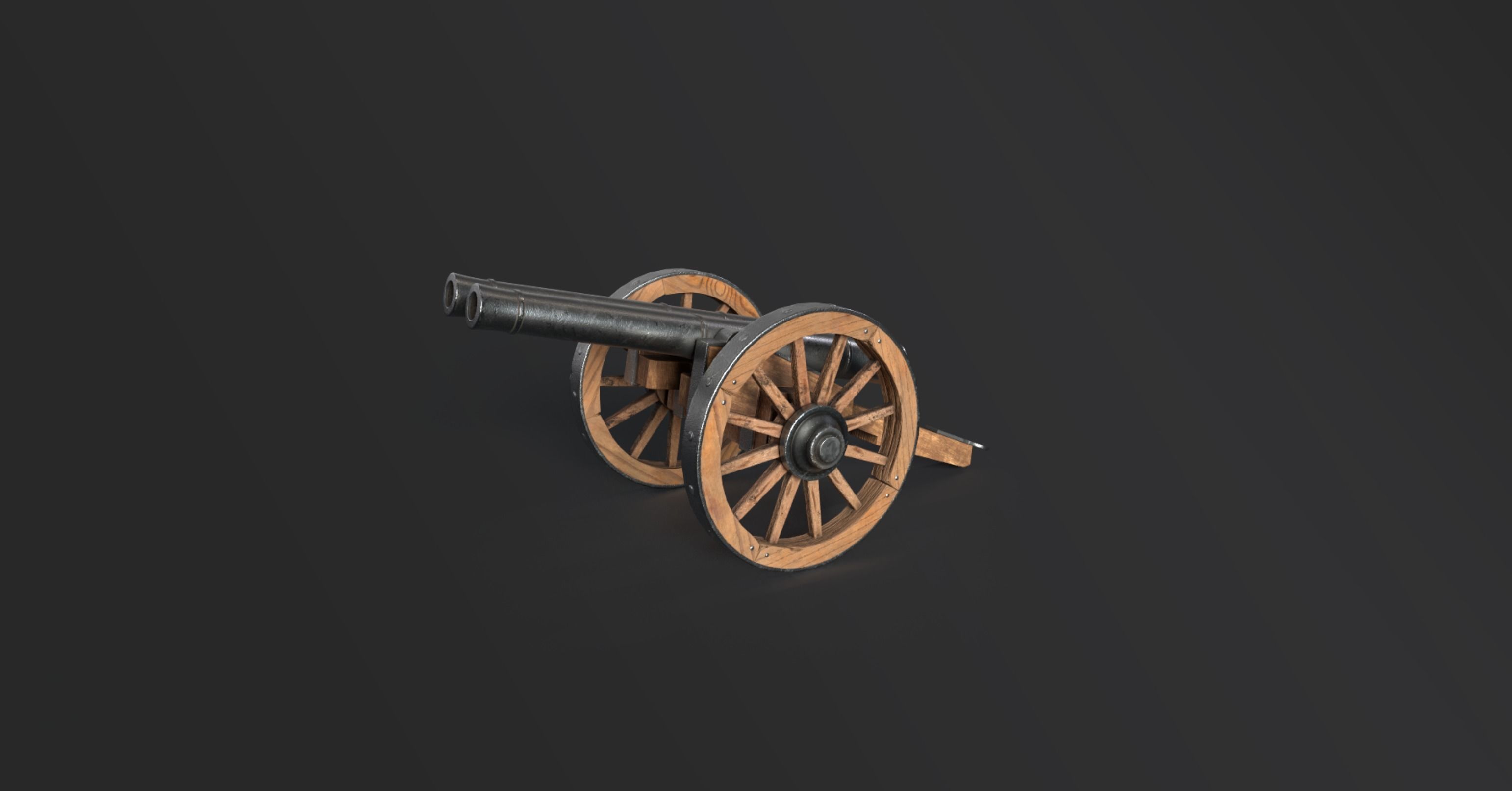 3D model Medieval or Modern Era Twin Cannon VR / AR / low-poly | CGTrader
