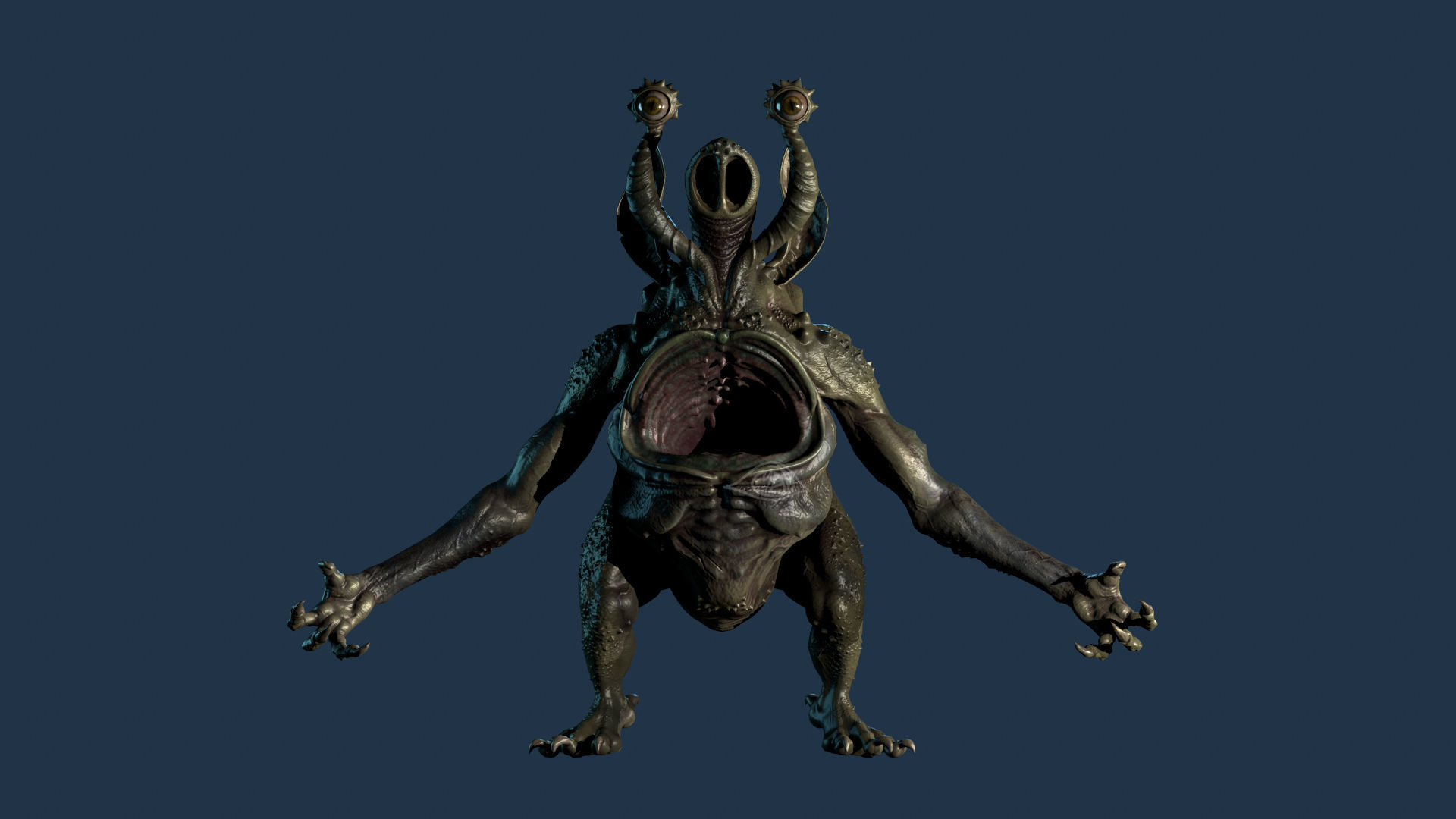 3D model Sniffer creature with horns and claws VR / AR / low-poly ...