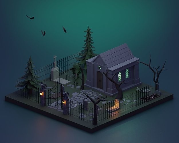 3D model Cemetery VR / AR / low-poly | CGTrader