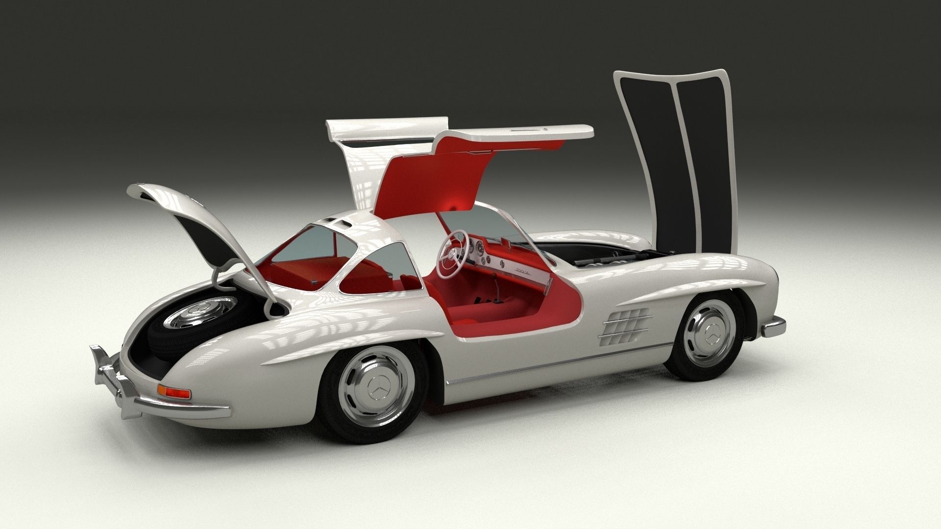 Fully Modelled Rigged Mercedes 300SL Gullwing HDRI 3D model rigged ...