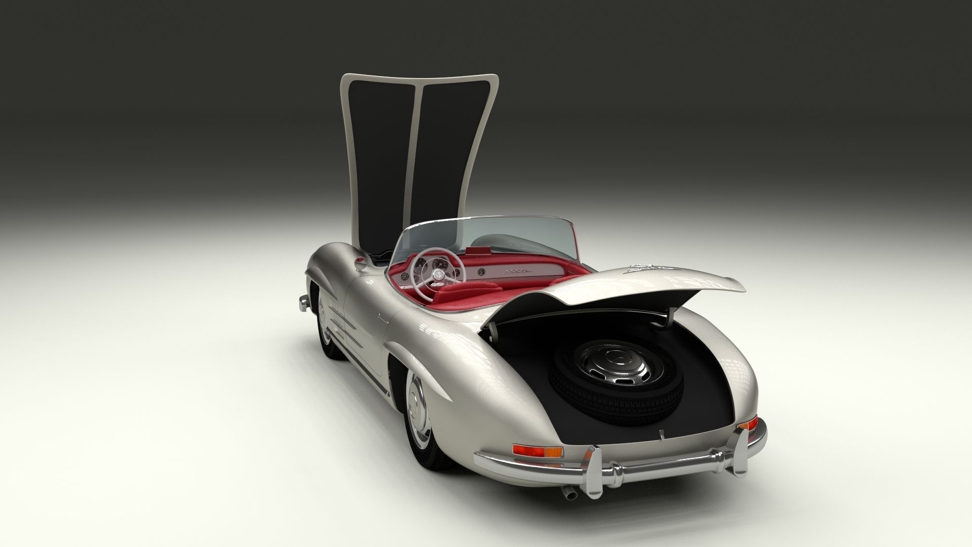 Fully Modelled Mercedes 300SL Roadster Silver HDRI 3D model | CGTrader
