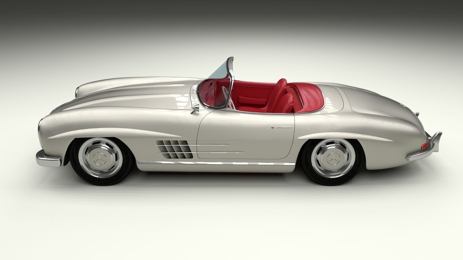 Fully Modelled Mercedes 300SL Roadster Silver HDRI 3D model | CGTrader