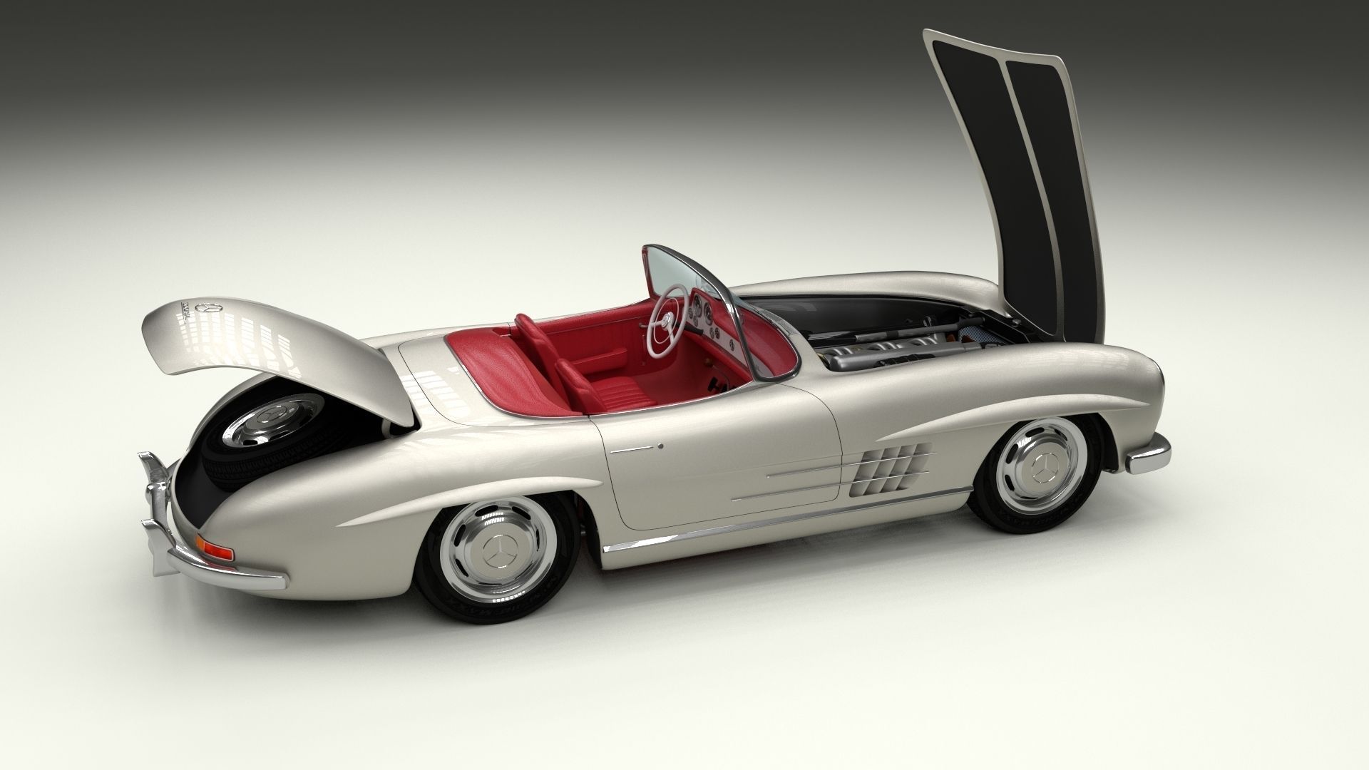 Fully Modelled Mercedes 300SL Roadster Silver HDRI 3D model | CGTrader