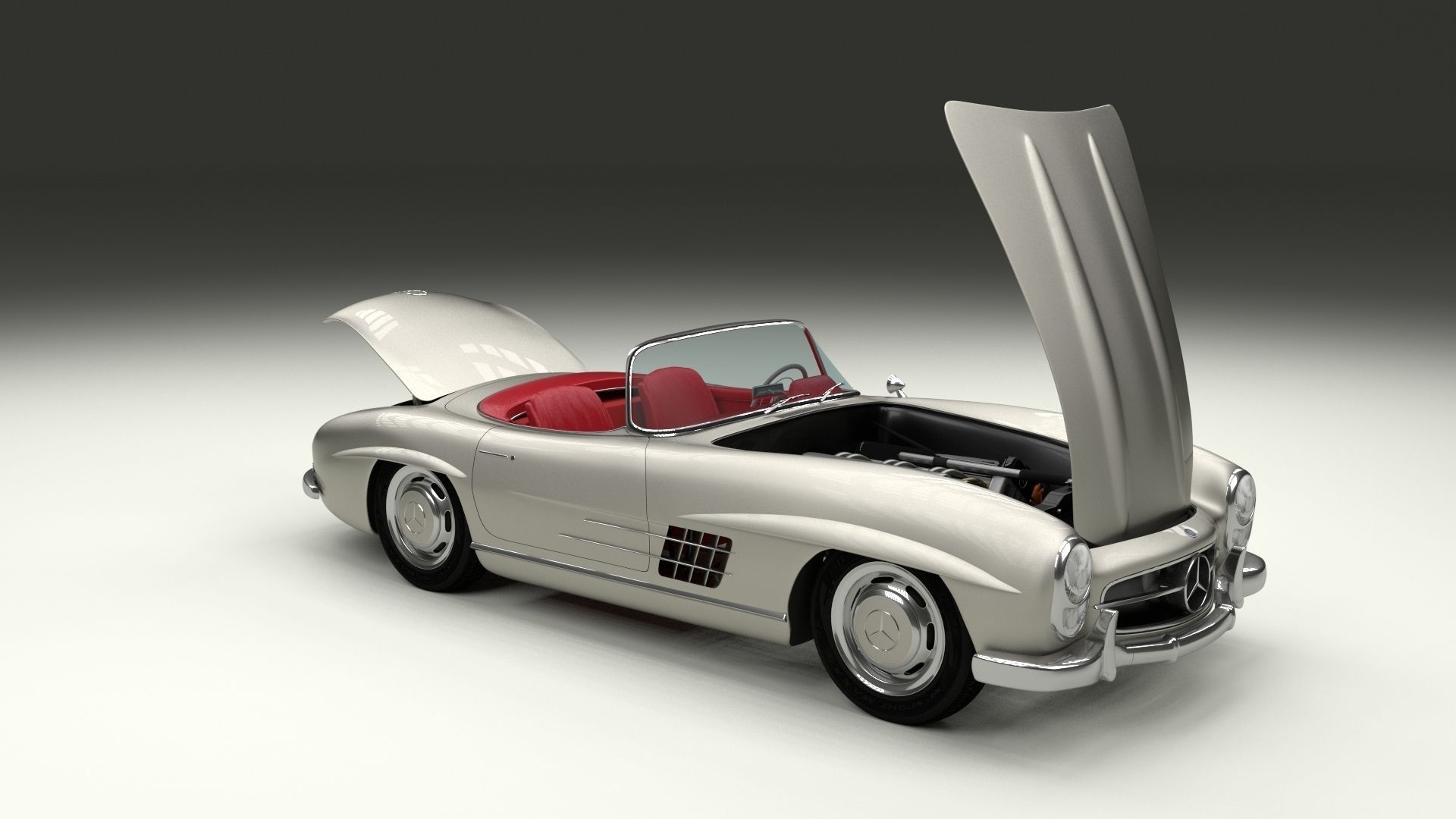 Fully Modelled Mercedes 300SL Roadster Silver HDRI 3D model | CGTrader