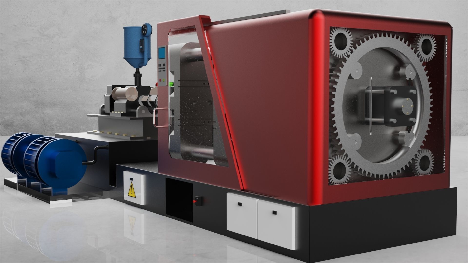 Injection molding machine 3D model rigged | CGTrader