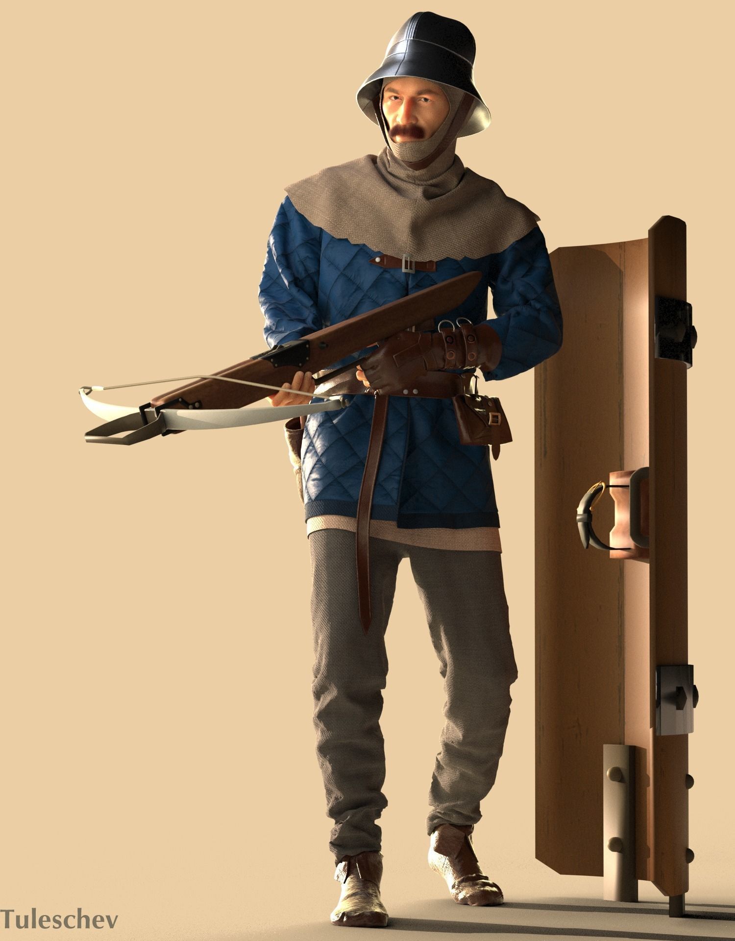 Medieval crossbowman 3D model | CGTrader