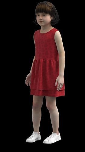 girl 6 years old dress 3D model | CGTrader