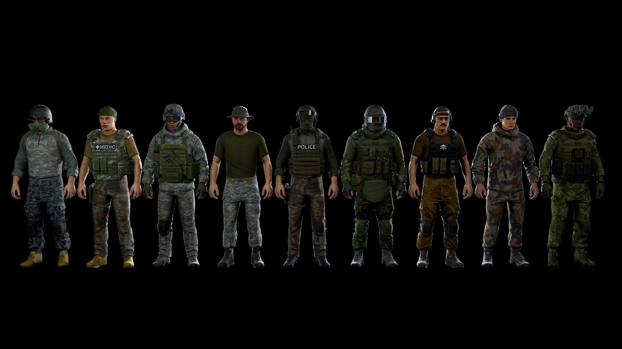 3D model Modular military character 2 VR / AR / low-poly rigged ...
