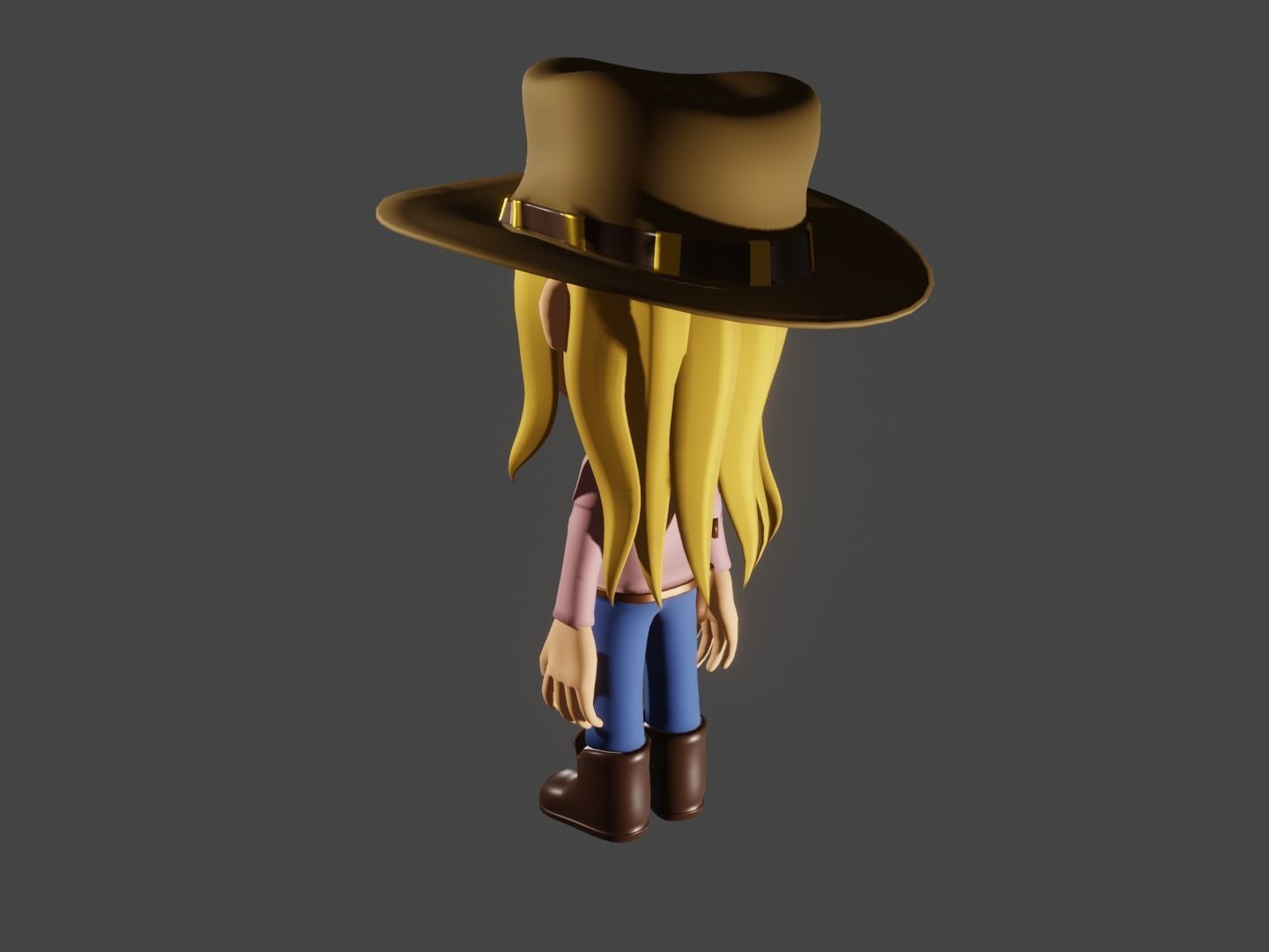 3D model animated western cowgirl - female cowboy - anime - toon VR ...